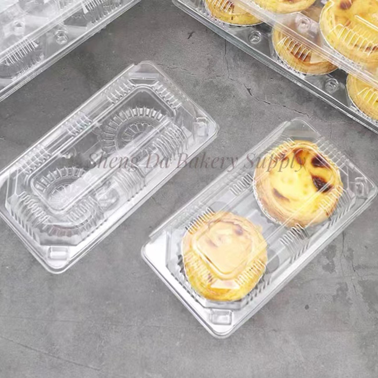 OP-L 062 Egg Tart 2pcs Plastic Box - Sheng Da Food Service